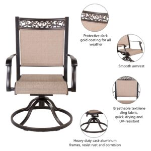 DALI 5 Piece Patio Dining Set Outdoor Furniture, Aluminum Swivel Rocker Chair Sling Chair Set with 48 inch Round Alum Casting Top Table