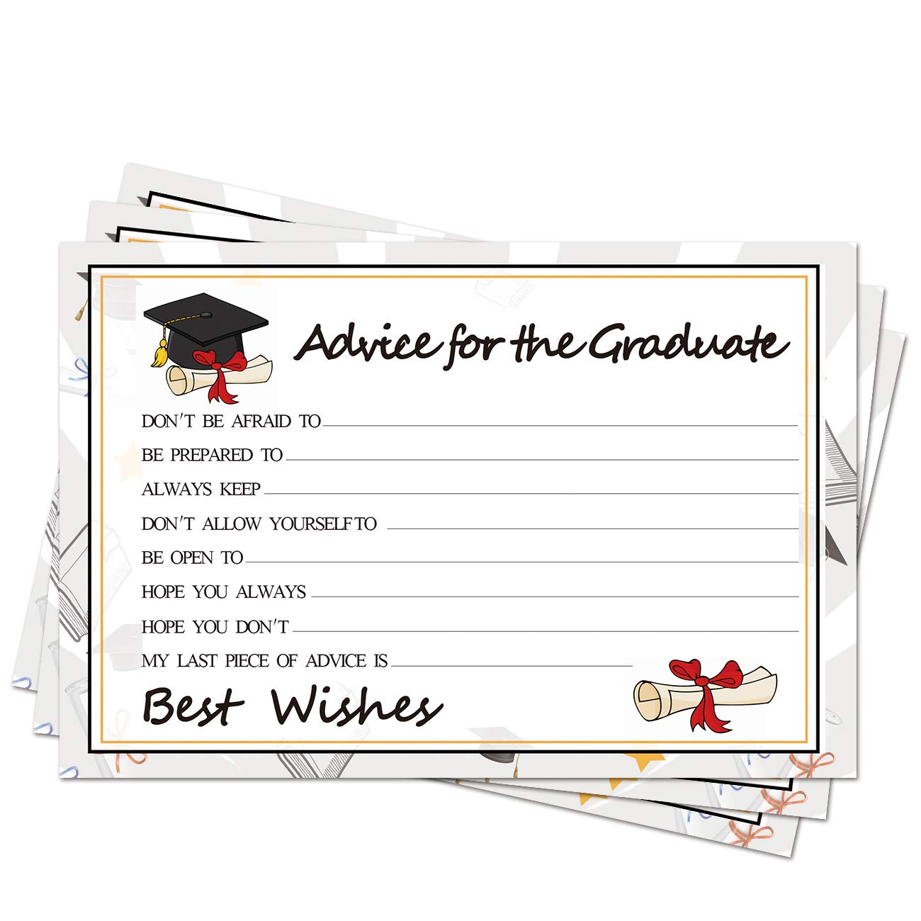 Graduation Wish Cards - 50PCs High School or College Graduation Advice Cards Supplies 2024 Decorations Grad Celebration Party Supplies for High School/College/Senior School