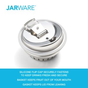 Jarware Stainless Steel 2-in-1 Drink and Fruit Infusion Lid, Regular-Mouth, Silver