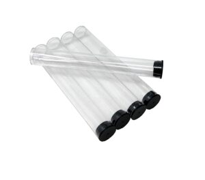 prestige import group - 7/8" interior diameter clear plastic empty storage tubes - flat bottom - 80ml capacity, press fit black cap - 10 pack