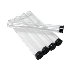 Prestige Import Group - 7/8" Interior Diameter Clear Plastic Empty Storage Tubes - Flat Bottom - 80ml Capacity, Press Fit Black Cap - 10 Pack