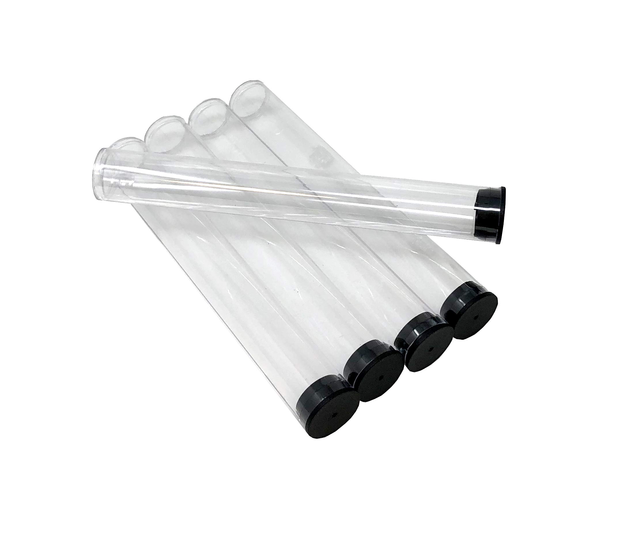 Prestige Import Group - 7/8" Interior Diameter Clear Plastic Empty Storage Tubes - Flat Bottom - 80ml Capacity, Press Fit Black Cap - 10 Pack