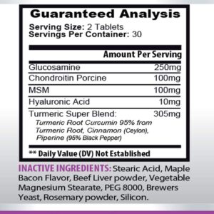 PET SUPPLEMENTS & NUTRITION LLC Joint Care for Cats - Cats Joint Health with Turmeric - MSM - Natural Support for Hip and Joints - glucosamine chondroitin Dogs and Cats - 1 Bottle (60 Tablets)