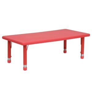 EMMA + OLIVER 24x48 Red Plastic Height Adjustable Activity Table