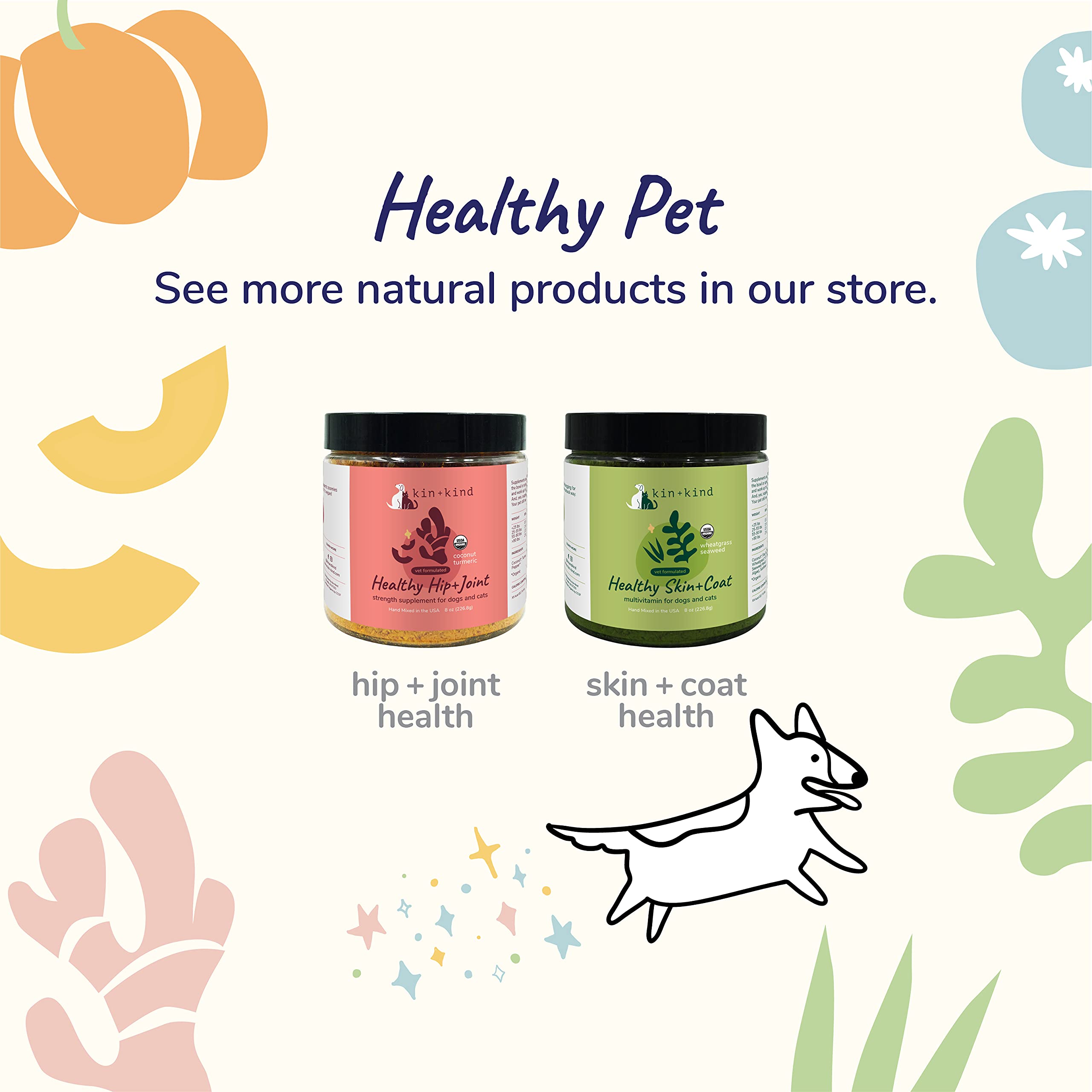 kin+kind Organic Pumpkin Powder for Dogs & Cats for Healthy Poop - Made in USA - Natural Pumpkin Powder Formula w/Flax Seed, Ginger, Turmeric & Coconut - Nutritional Supplement - Small 4oz