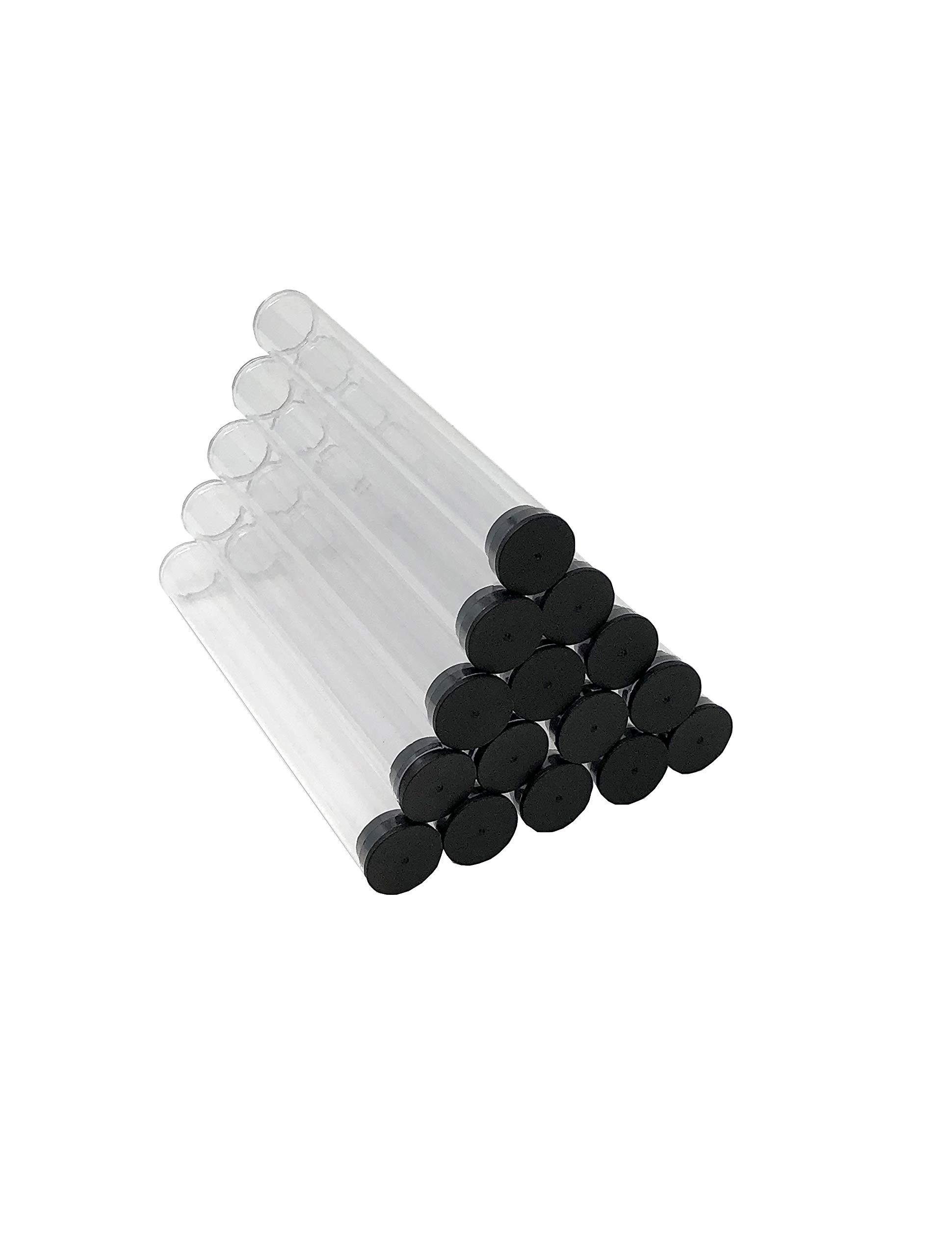 Prestige Import Group - 7/8" Interior Diameter Clear Plastic Empty Storage Tubes - Flat Bottom - 80ml Capacity, Press Fit Black Cap - 10 Pack