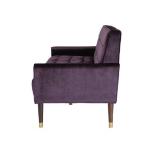 Christopher Knight Home Adan Tufted Velvet Sofa Tipped Tapered Legs, BlackBerry and Gold Finish