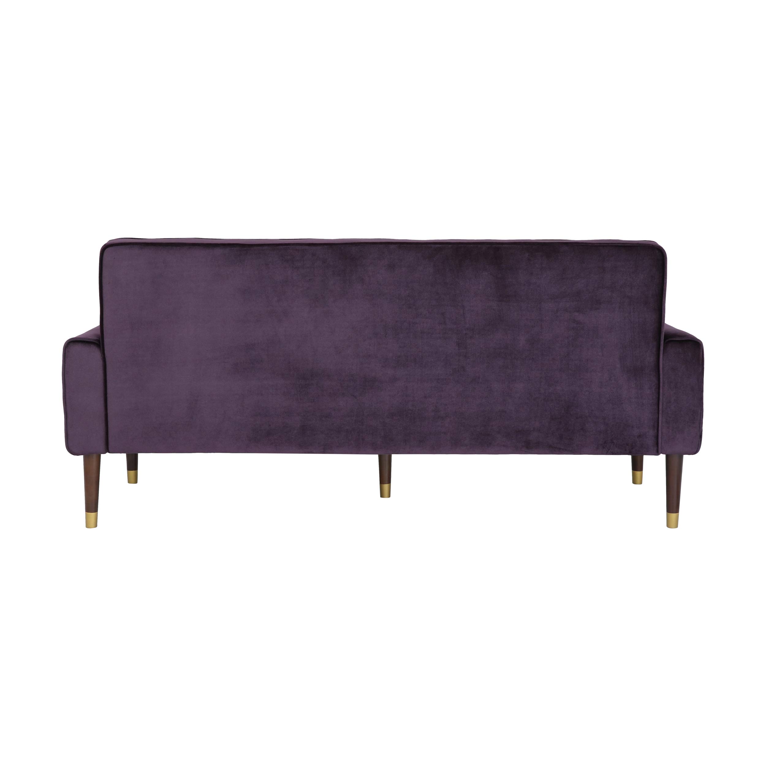 Christopher Knight Home Adan Tufted Velvet Sofa Tipped Tapered Legs, BlackBerry and Gold Finish