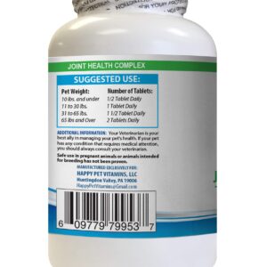 HAPPY PET VITAMINS LLC Hip and Joint Supplements - Joint Health Complex with Turmeric for Dogs - with MSM and Turmeric - Hip Support - Dog Turmeric Chews - 2 Bottles (120 Tablets)