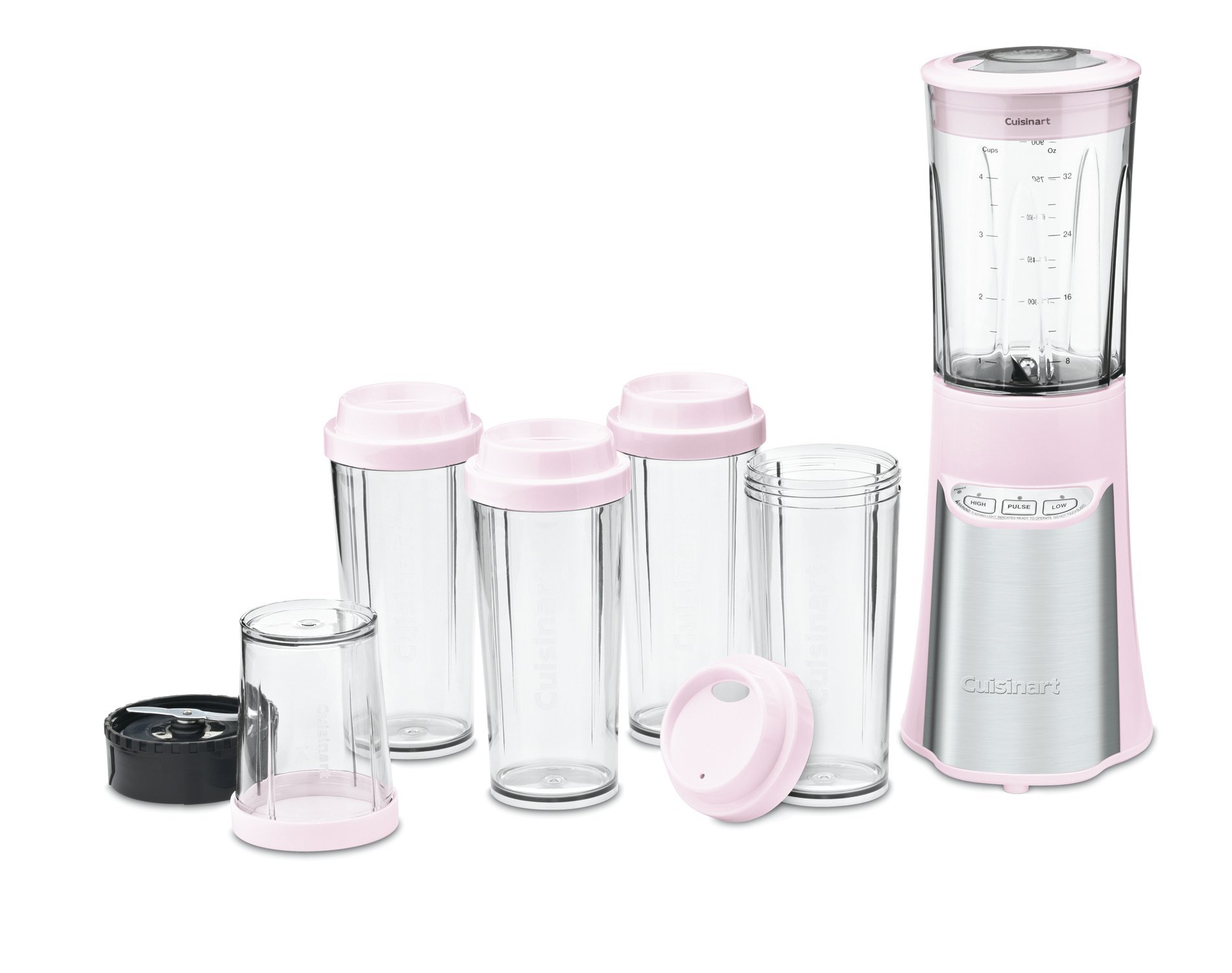 Cuisinart CPB-300PK SmartPower 15-Piece Compact Portable Blending/Chopping System, Pink (Renewed)