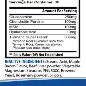 HAPPY PET VITAMINS LLC Puppy Joint Health Supplement - Joint Health Complex with Turmeric for Dogs - with MSM and Turmeric - Hip Support - chondroitin for Dogs - 1 Bottle (60 Tablets)