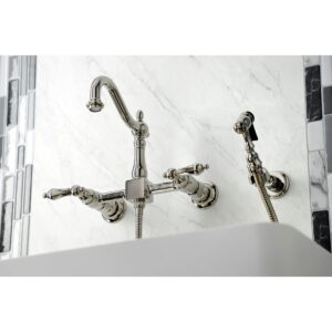 Kingston Brass KS1266ALBS Heritage Bridge Kitchen Faucet, Polished Nickel