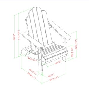 Walker Edison Sully Classic Solid Acacia Wood Outdoor Folding Adirondack Chair, 38 Inch, Navy Blue Wash