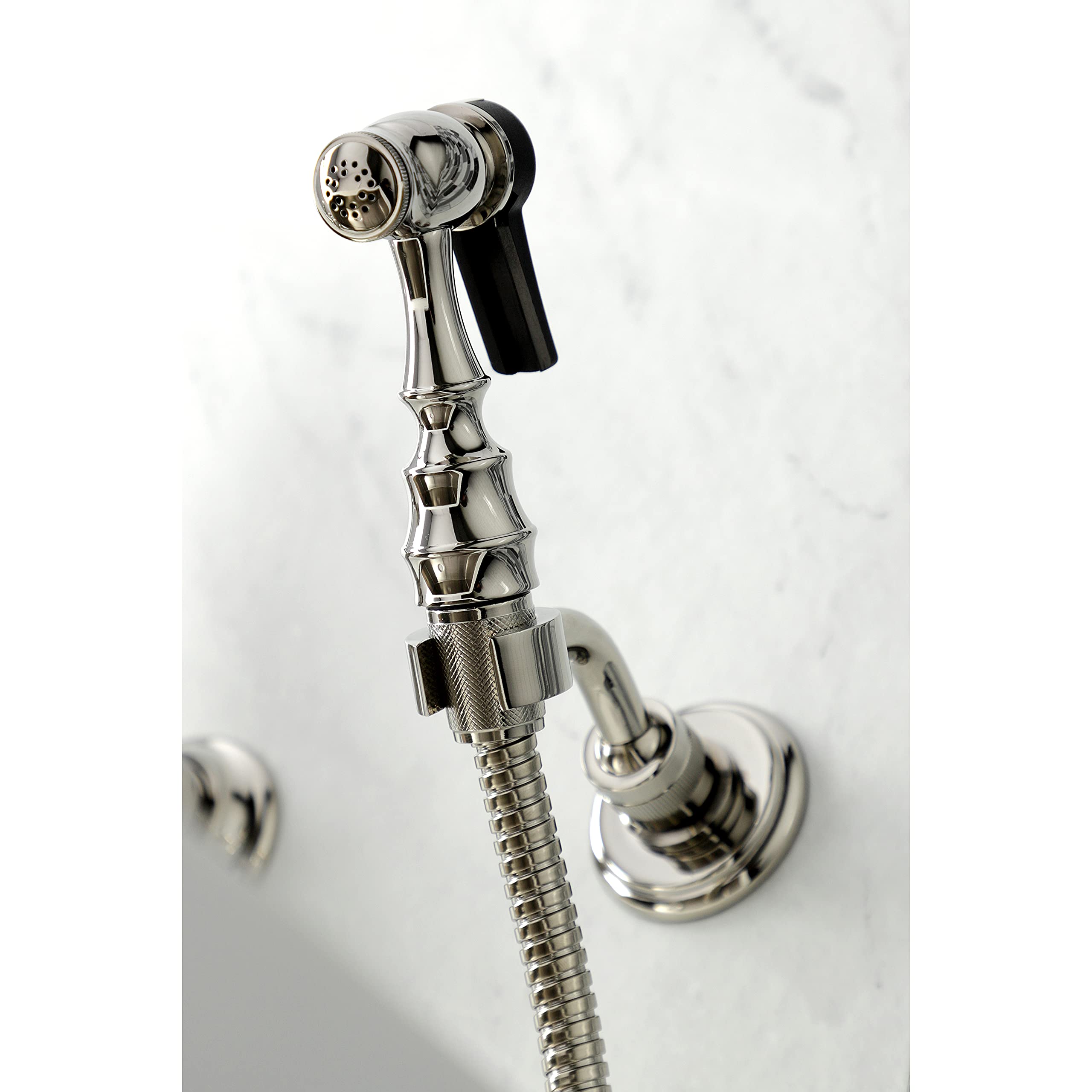 Kingston Brass KS1266ALBS Heritage Bridge Kitchen Faucet, Polished Nickel