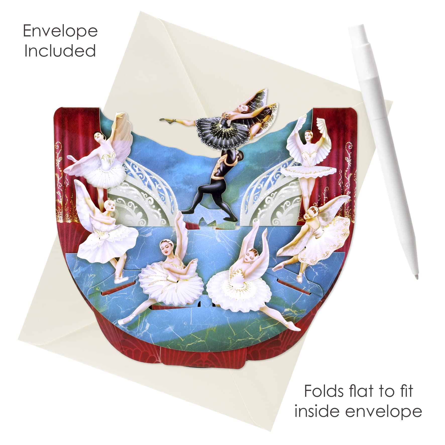 SANTORO PopnRock, 3D Pop Up Greeting Card - Swan Lake Ballet - for Her, for Mum, Birthday, Mothers Day