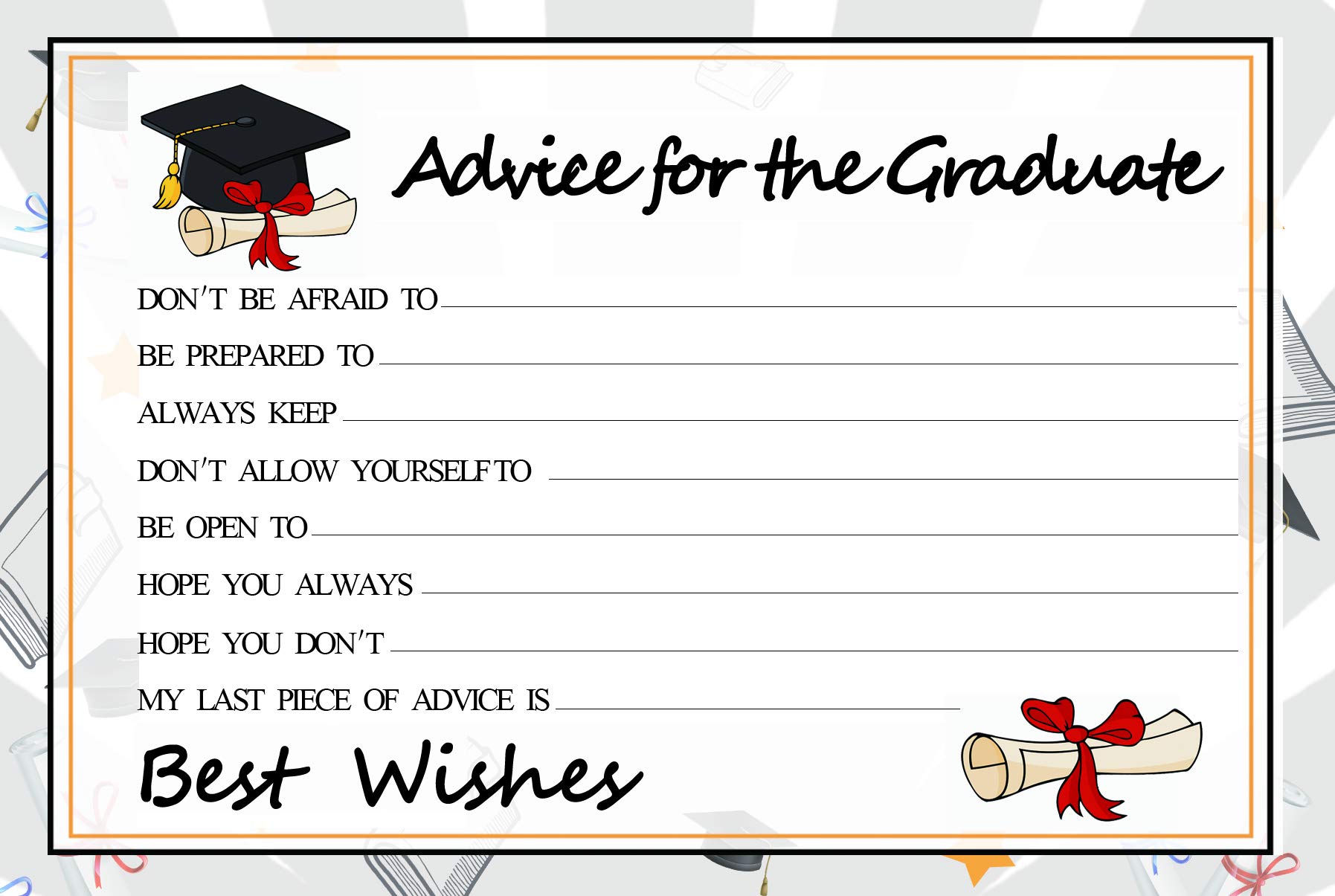 Graduation Wish Cards - 50PCs High School or College Graduation Advice Cards Supplies 2024 Decorations Grad Celebration Party Supplies for High School/College/Senior School