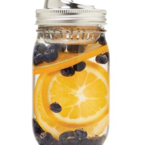 Jarware Stainless Steel 2-in-1 Drink and Fruit Infusion Lid, Regular-Mouth, Silver