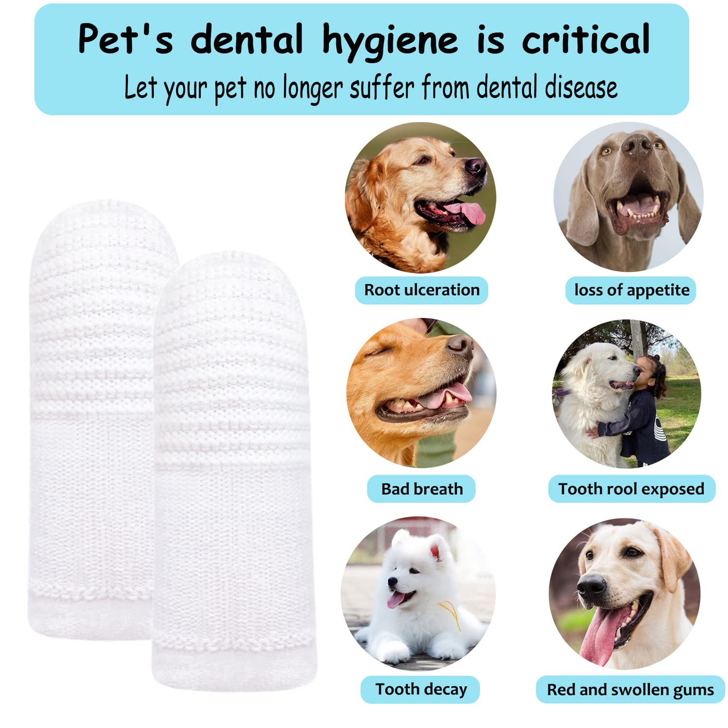 PenVinoo Pet Dog Soft Toothbrush Dog Toothbrush Finger Toothbrush pet Toothbrush Small to Large Dogs