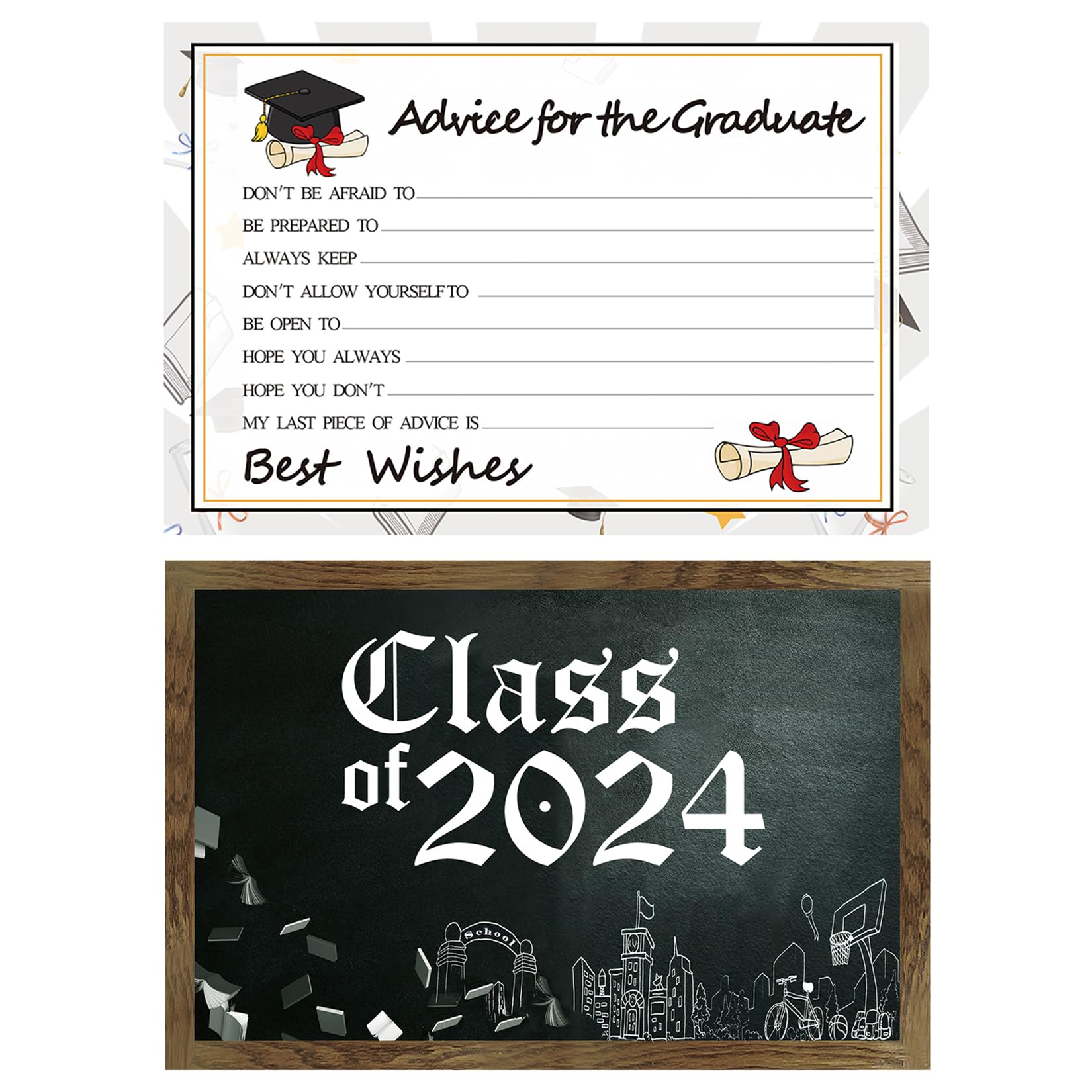 Graduation Wish Cards - 50PCs High School or College Graduation Advice Cards Supplies 2024 Decorations Grad Celebration Party Supplies for High School/College/Senior School