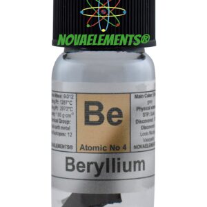 Beryllium Metal Element 4 Sample Be, Pure 0.5 Grams 99,9% Shiny Pieces Inside Labeled Glass Vial