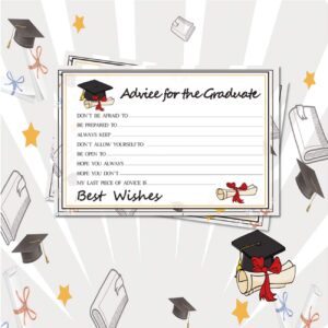 Graduation Wish Cards - 50PCs High School or College Graduation Advice Cards Supplies 2024 Decorations Grad Celebration Party Supplies for High School/College/Senior School