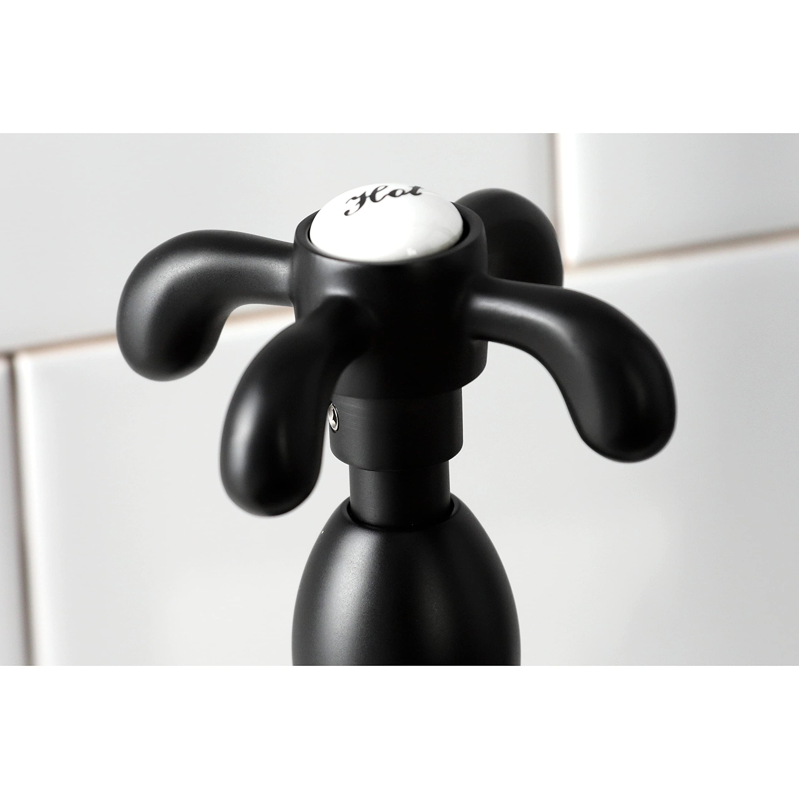 Kingston Brass KS1270TXBS French Country Bridge Kitchen Faucet, Matte Black