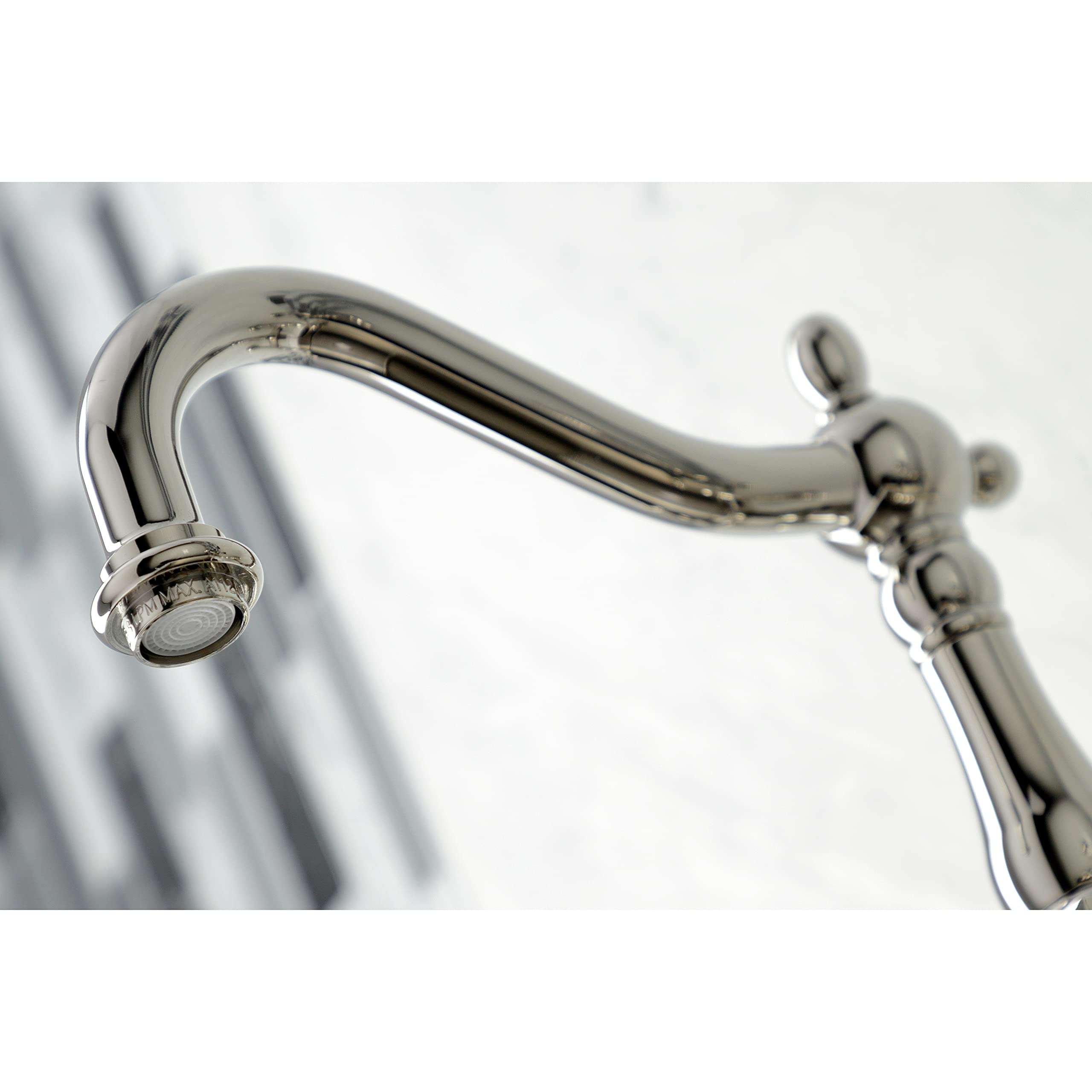 Kingston Brass KS1266ALBS Heritage Bridge Kitchen Faucet, Polished Nickel