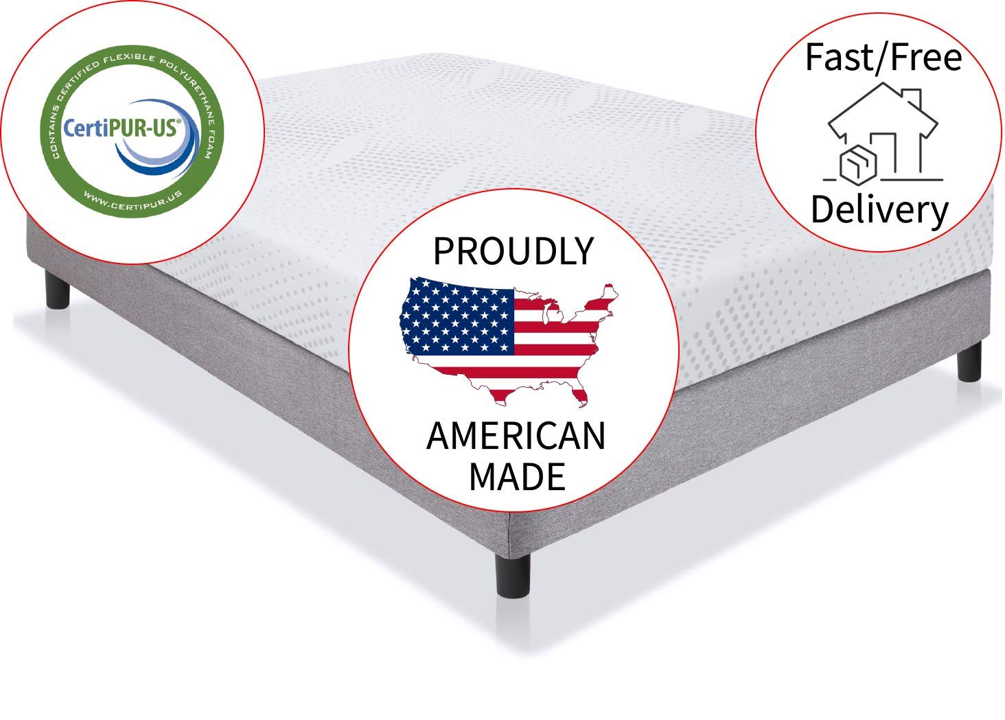 American Mattress Company 6" Graphite Infused Memory Foam-Sleeps Cooler-100% Made in The USA-Medium Firm (Queen)