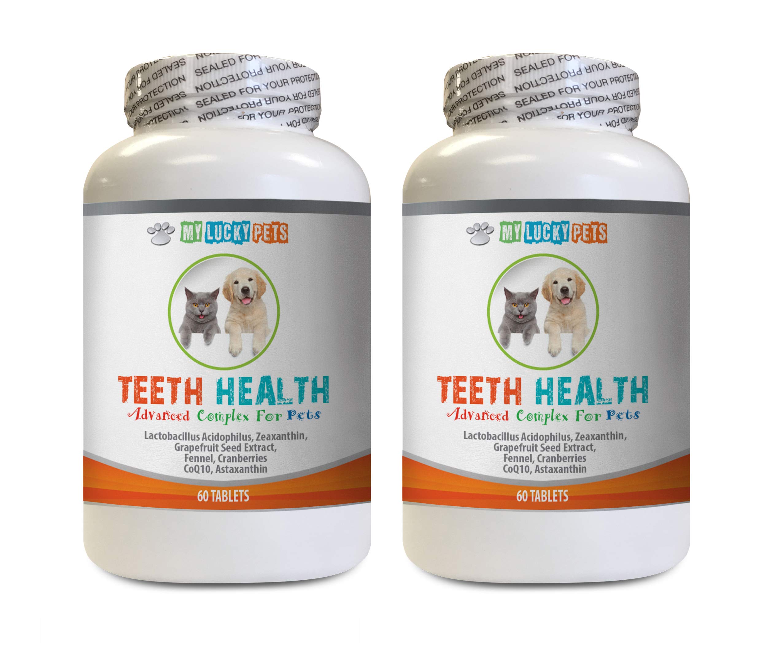 MY LUCKY PETS LLC Dog Dental Treats Large Breed - PET Teeth Health AID - Dogs and Cats - Immune Boost - Gum and Oral Care - coq10 for Dogs chewable - 2 Bottles (120 Tablets)