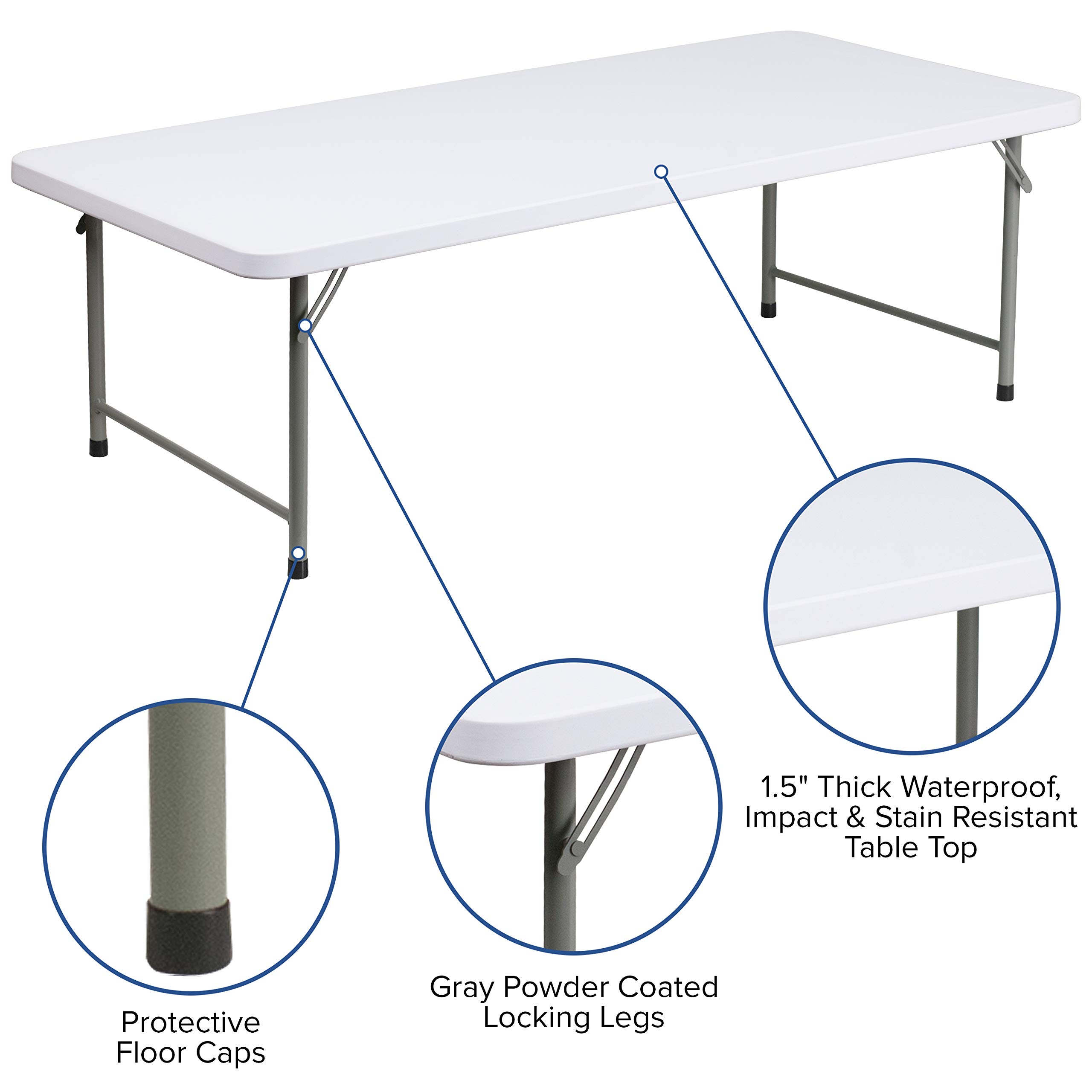 EMMA + OLIVER 4.93-Foot Kid's Granite White Plastic Folding Activity Table - Play Table