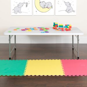 emma + oliver 4.93-foot kid's granite white plastic folding activity table - play table