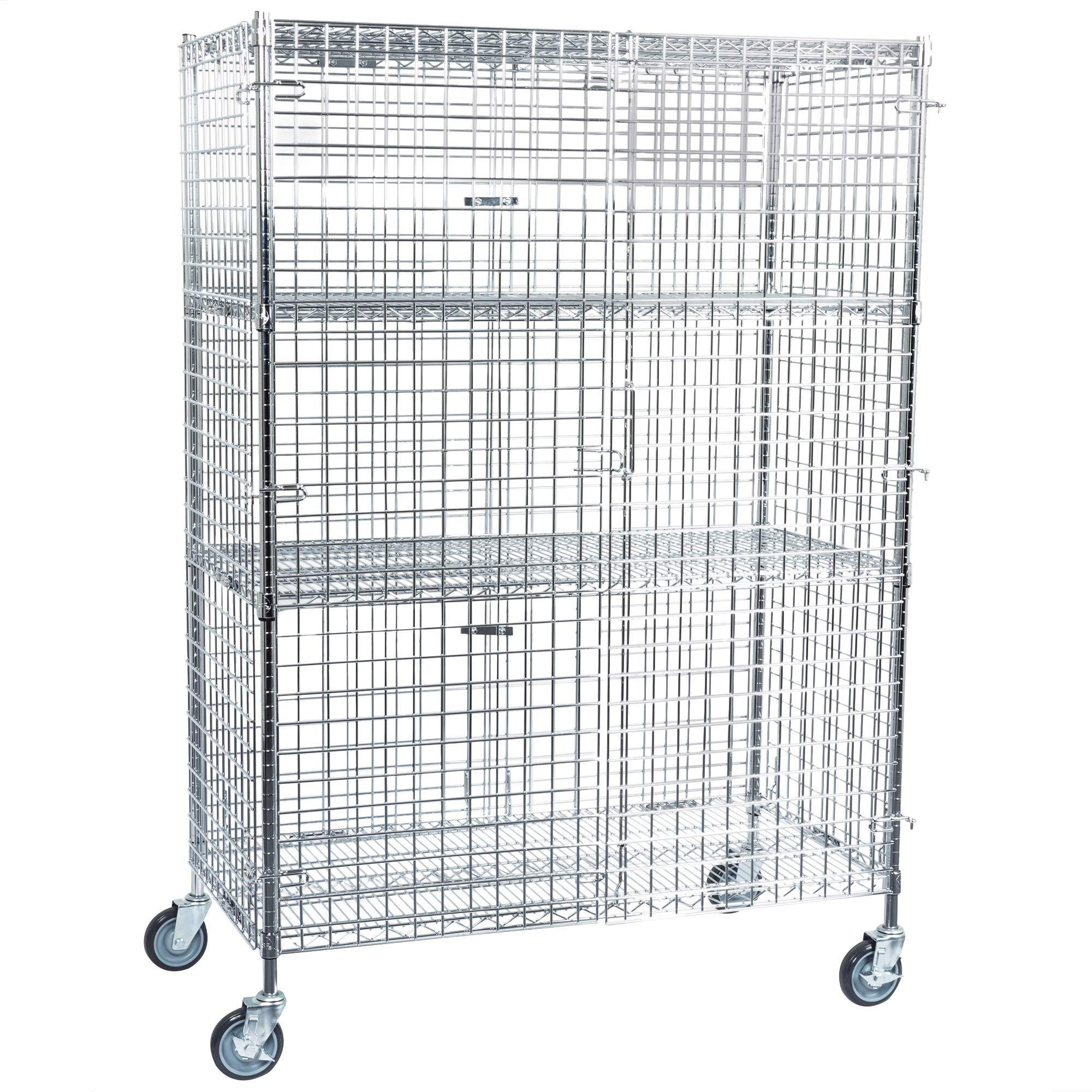 TableTop King NSF Mobile Chrome Wire Security Cage Kit - 24" x 48" x 69"