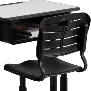 EMMA + OLIVER Adjustable Height Student Desk and Chair with Black Pedestal Frame