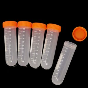 honbay 10pcs 50ml round bottom plastic lab centrifuge tubes laboratory test tubes with screw cap and graduation frozen vial container sample storage containers for science laboratory school (orange)