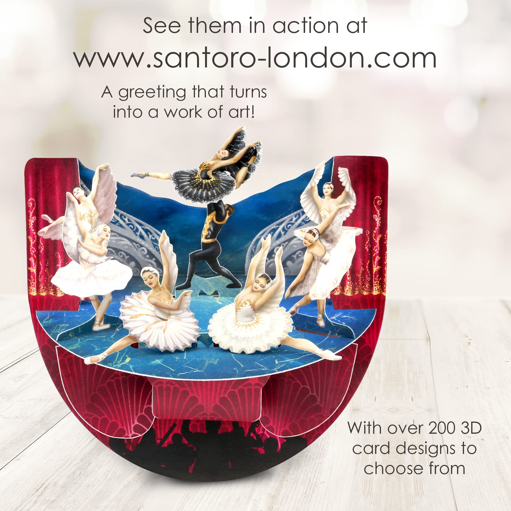 SANTORO PopnRock, 3D Pop Up Greeting Card - Swan Lake Ballet - for Her, for Mum, Birthday, Mothers Day