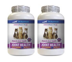 pet supplements & nutrition llc cat joint pain - cats joint health with turmeric - msm - natural support for hip and joints - glucosamine chondroitin dogs and cats - 2 bottles (120 tablets)