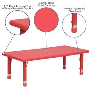 EMMA + OLIVER 24x48 Red Plastic Height Adjustable Activity Table