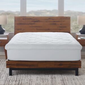 ella jayne lofty 100% cotton plush gel fiber filled mattress topper - queen