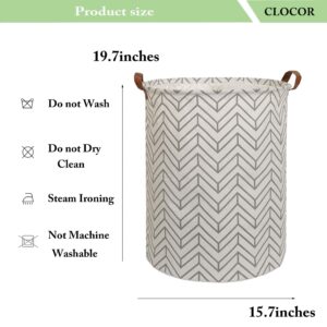 CLOCOR Large Round Storage Bin,Collapsible Storage Baskets, Dirty Laundry Hamper Baskets for Baby Boys and Girls, Office, Bedroom, Toys Nursery Kids Clothes Gift Basket (Grey geometry)