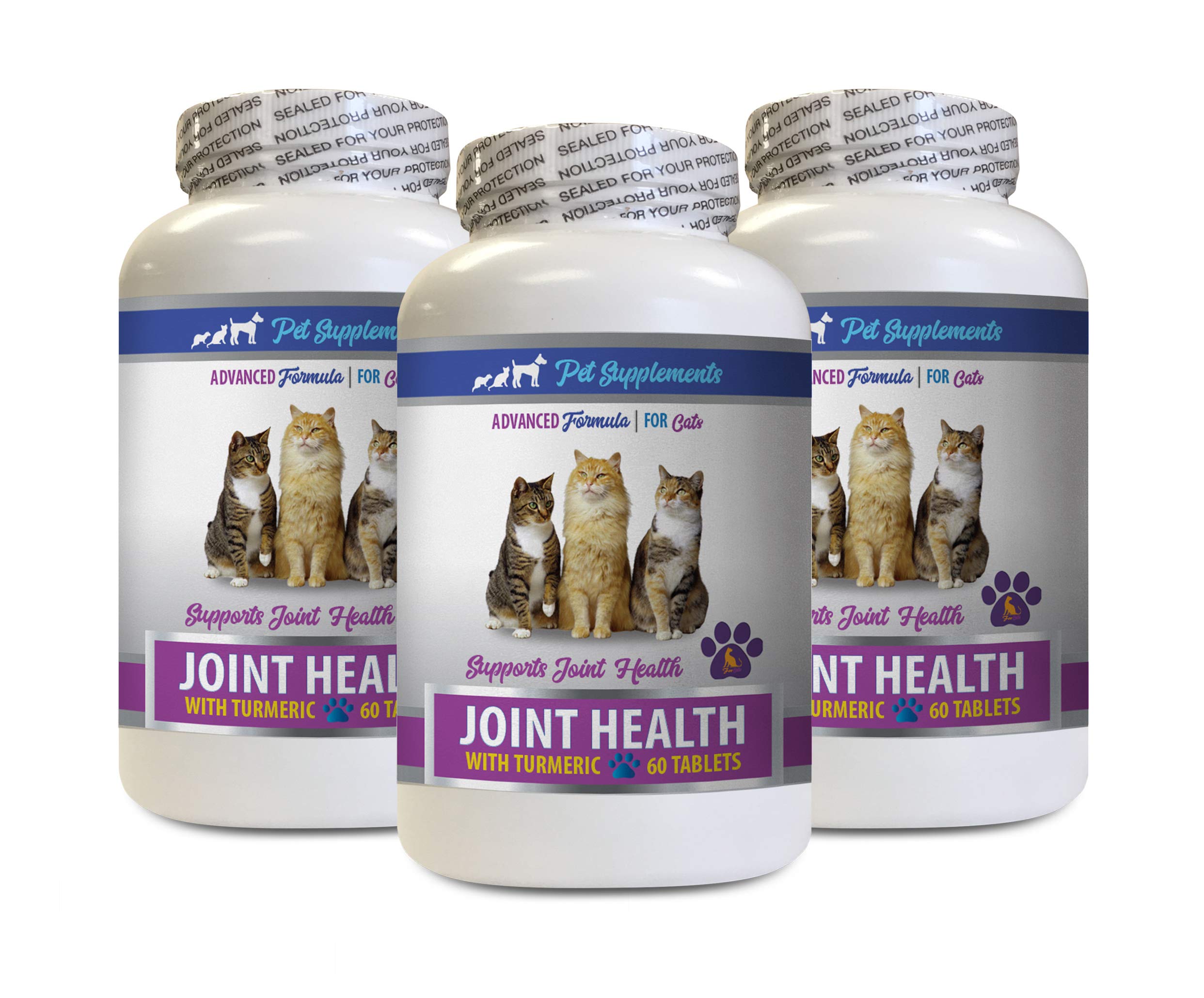 PET SUPPLEMENTS & NUTRITION LLC Extend Joint Care for Cats - Cats Joint Health with Turmeric - MSM - Natural Support for Hip and Joints - Organic Turmeric for Cats - 3 Bottles (180 Tablets)