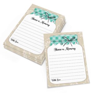 321done share a memory cards mason jar (50 cards) 4" x 6" for celebration of life birthday anniversary memorial funeral graduation bridal shower - vertical lined - made in usa