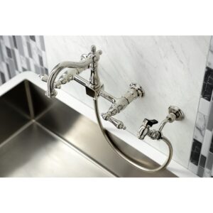 Kingston Brass KS1266ALBS Heritage Bridge Kitchen Faucet, Polished Nickel