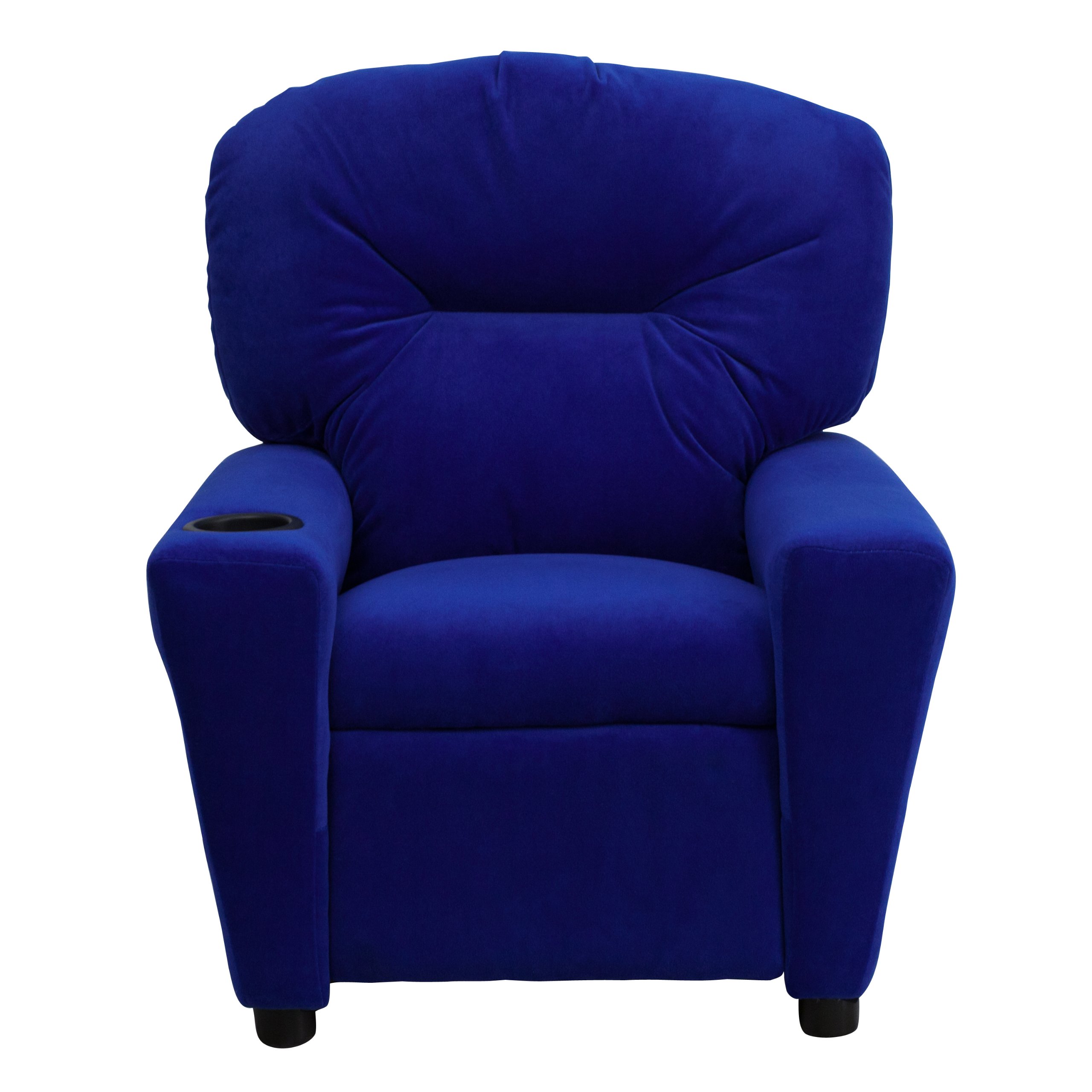 EMMA + OLIVER Blue Microfiber Kids Recliner with Cup Holder