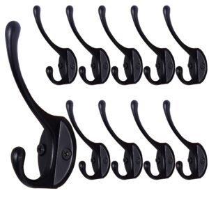 dseap coat hooks wall mounted, pack of 10, metal hooks for hanging, black