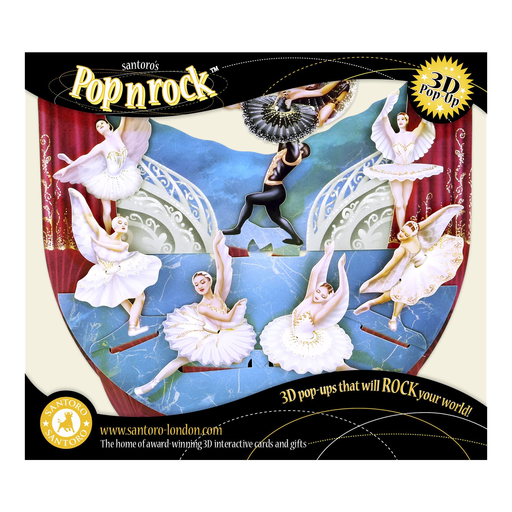 SANTORO PopnRock, 3D Pop Up Greeting Card - Swan Lake Ballet - for Her, for Mum, Birthday, Mothers Day