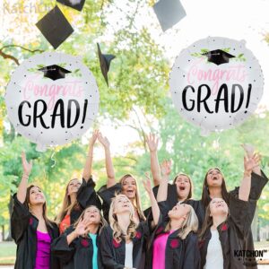 KatchOn, Big Congrats Grad Balloons - 18 Inch | Graduation Balloon, Congratulations Balloons for Graduation Decorations Class of 2024 | Pink Graduation Balloons 2024, Graduation Party Decorations 2024