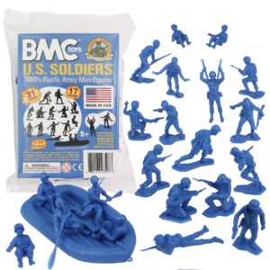 bmc marx plastic army men us soldiers - blue 31pc ww2 figures - made in usa