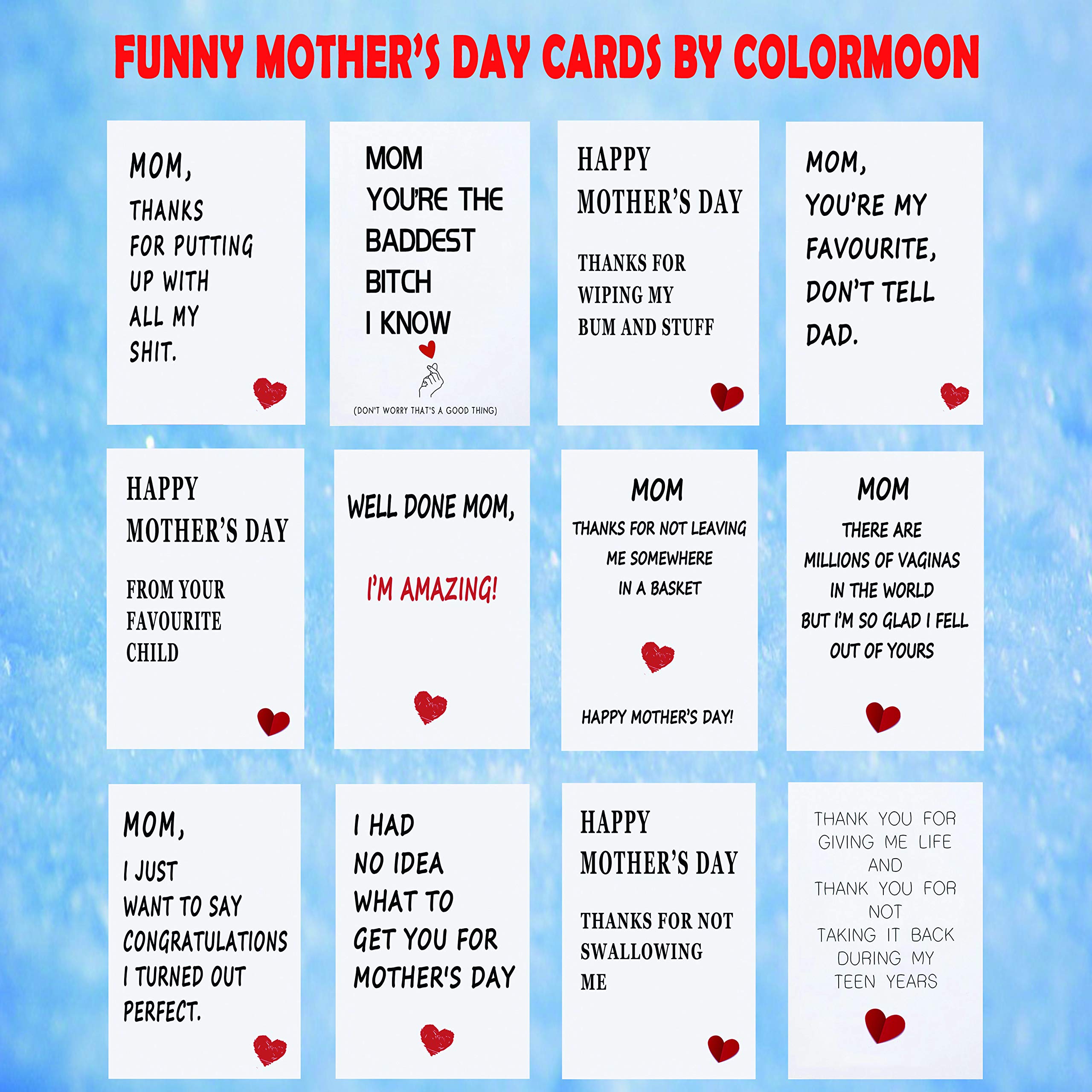 Colormoon Funny Mother's Day Card, Mothers Day Card, Funny Card for Mum, Funny Birthday Card for Mum