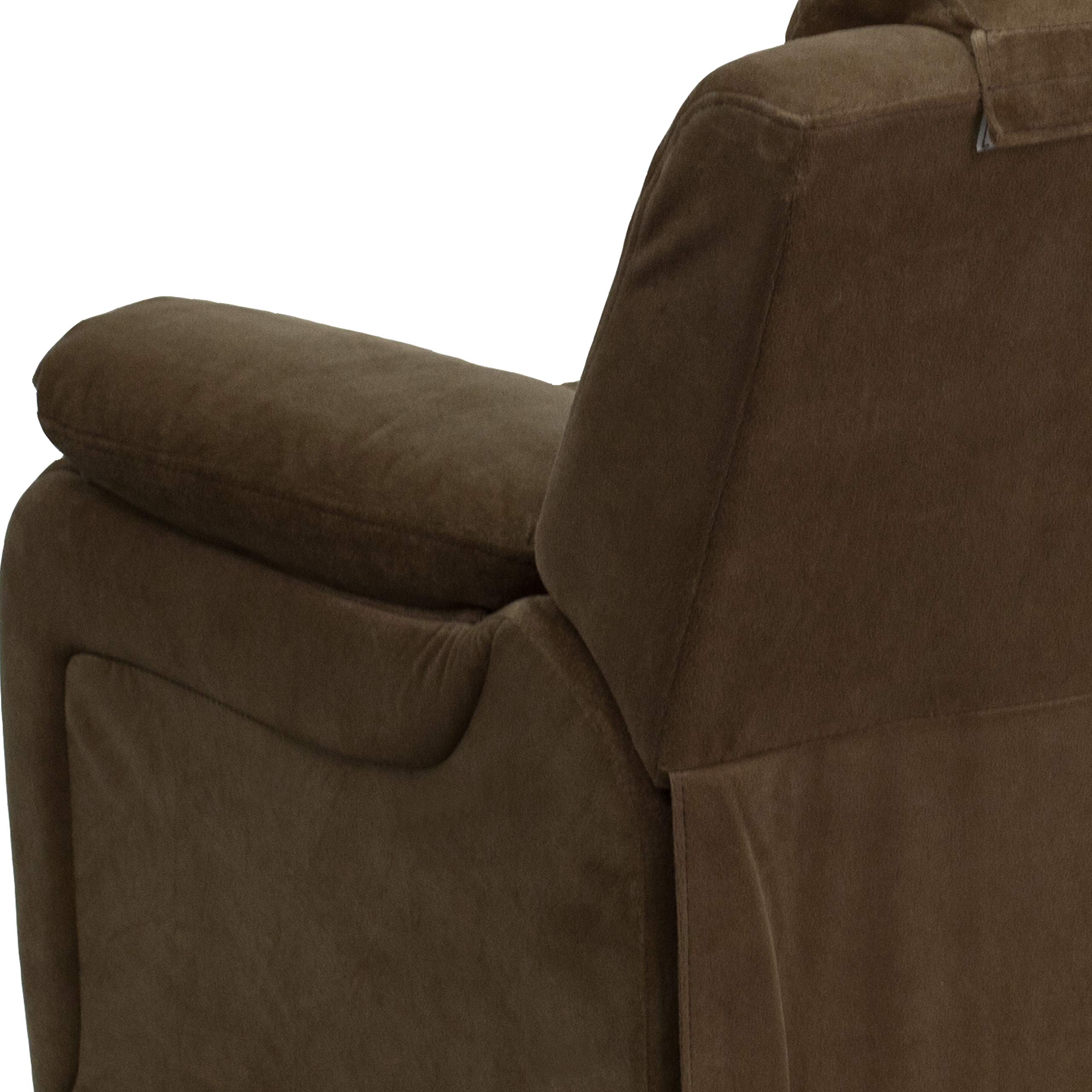 EMMA + OLIVER Deluxe Padded Brown Microfiber Kids Recliner with Storage Arms