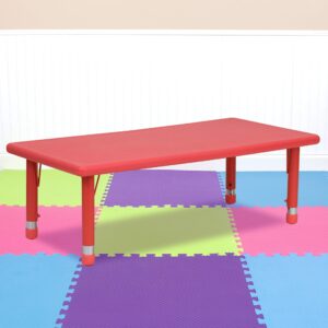 emma + oliver 24x48 red plastic height adjustable activity table